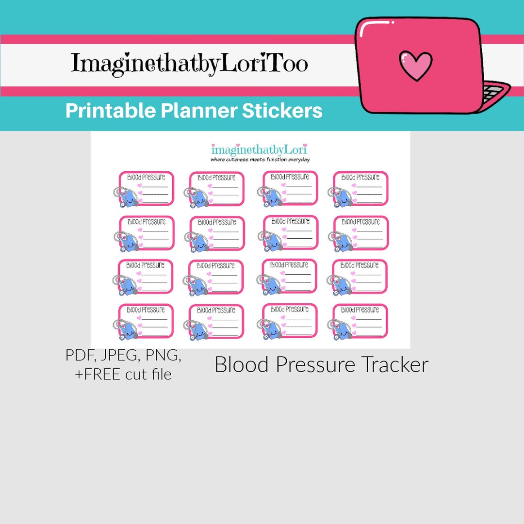 Printable Blood Pressure Medical Tracker Planner Stickers Digital ...