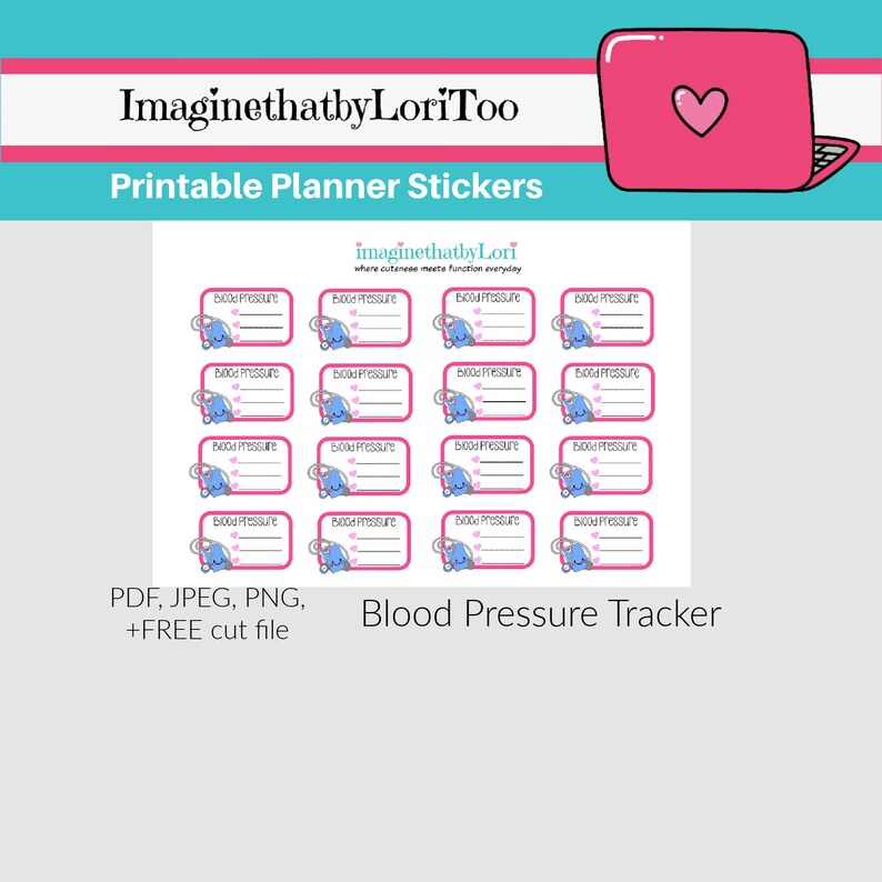 Printable Blood Pressure Medical Tracker Planner Stickers Digital ...
