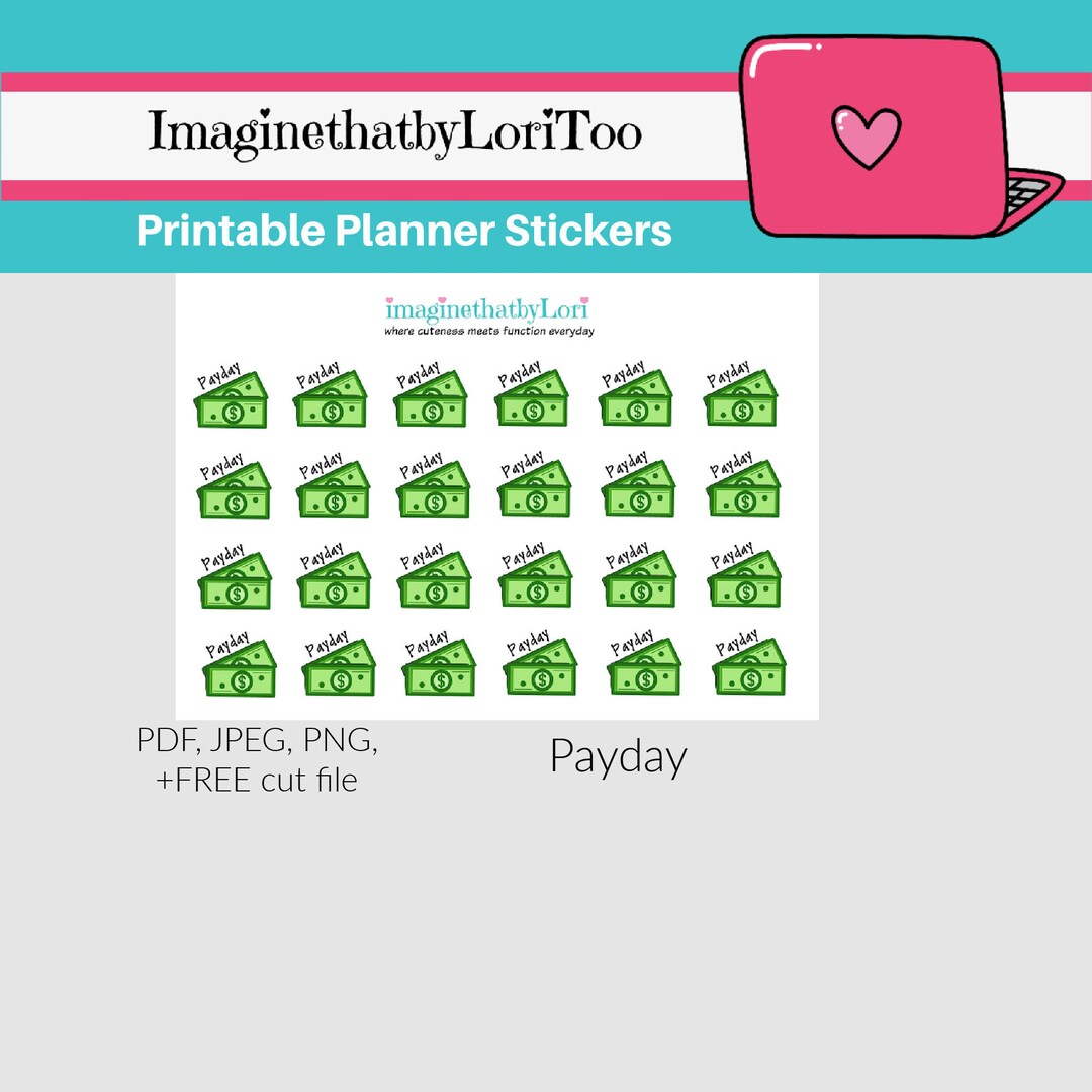 Printable Payday Payroll Employment Job Budget Planner Stickers Digital ...