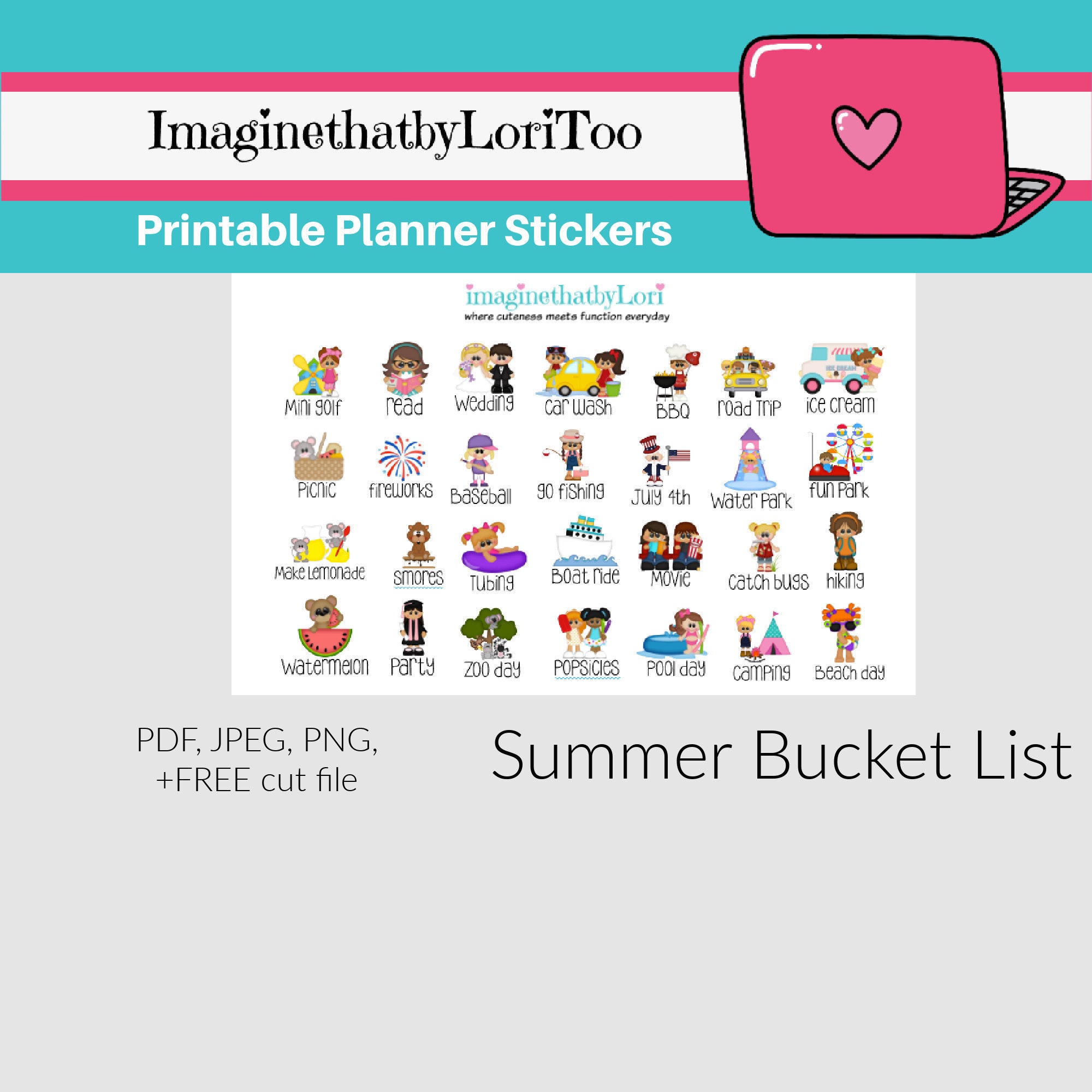 Printable Summer Bucket List Planner Stickers Digital Download - Etsy