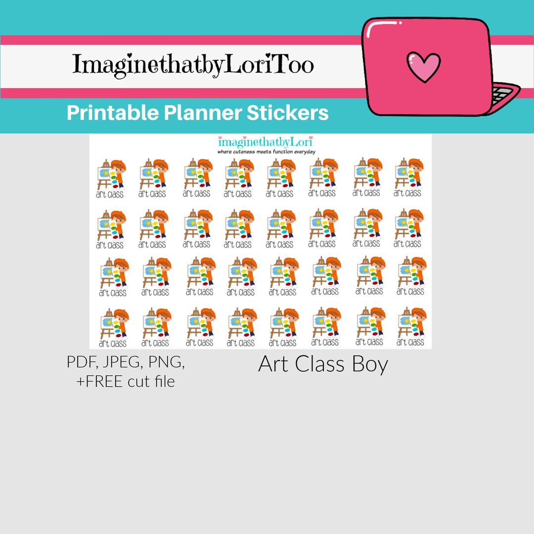 Printable Art Class Boy Painter Planner Stickers Digital Download - Etsy