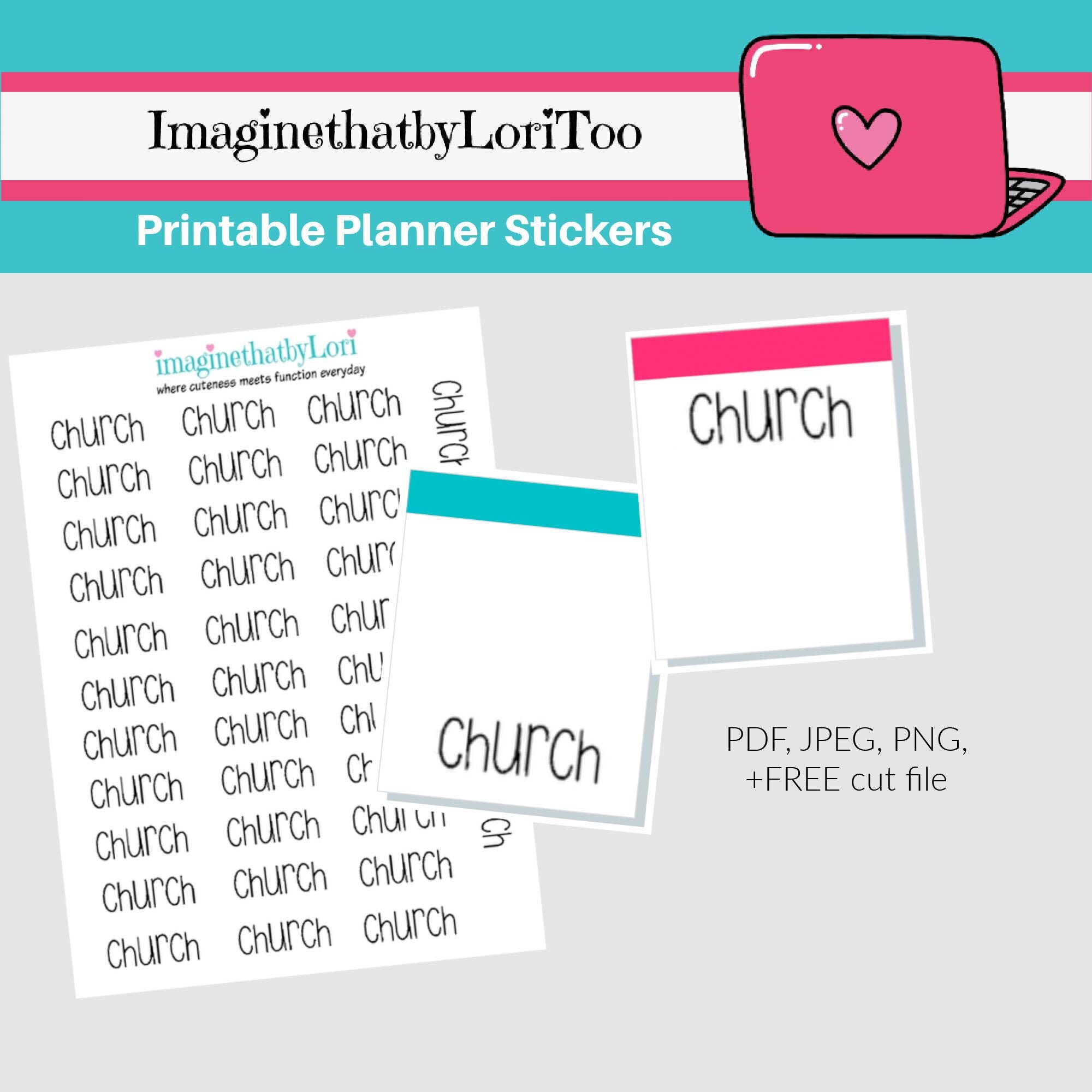 Printable Script Church Planner Stickers Digital Download - Etsy