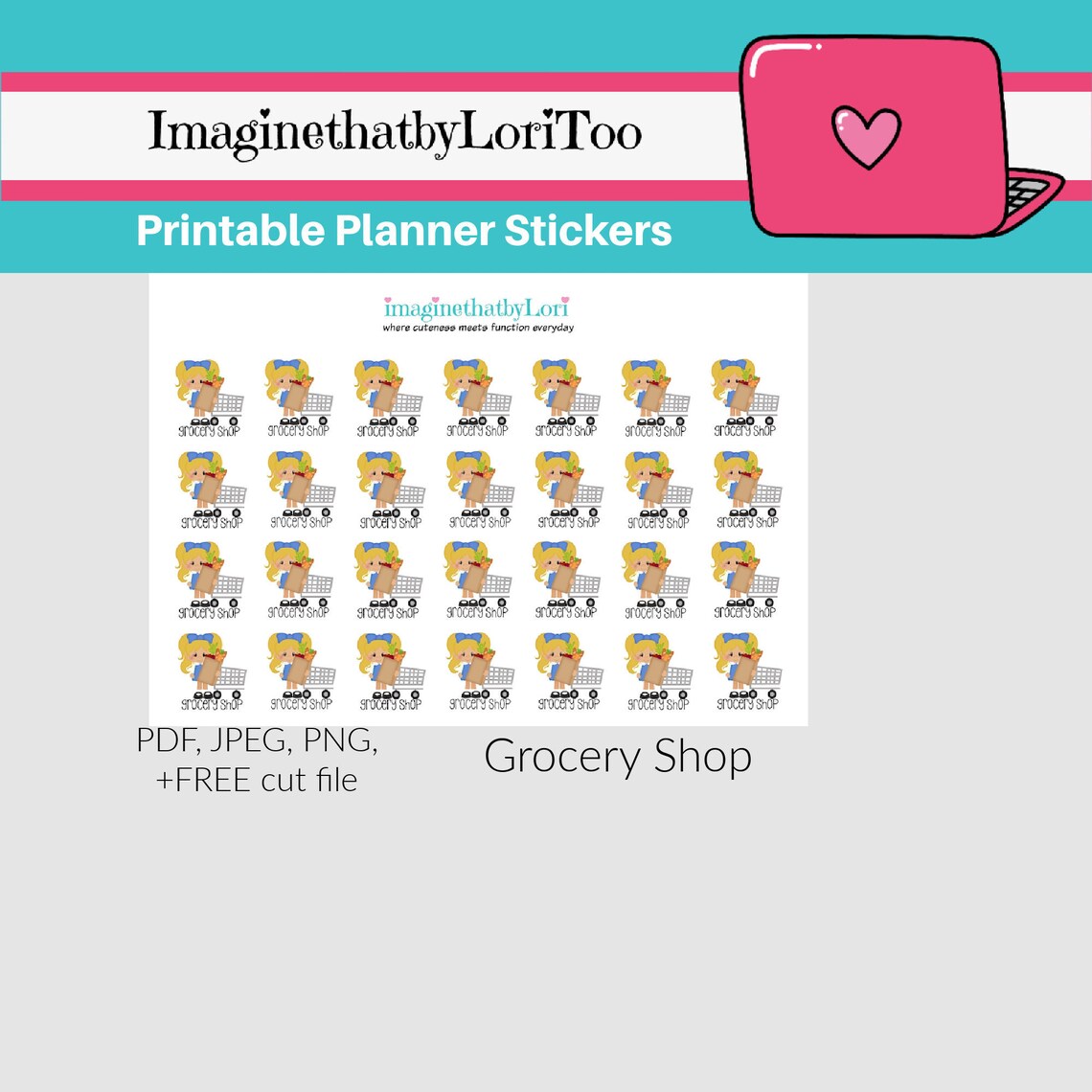 Printable Groceries Grocery Shopping Errands Chores Food Planner ...