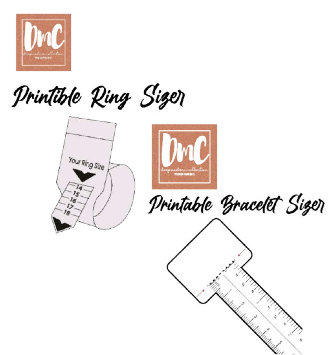 Printable Sizer Bundle Ring Size Finder Bracelet Size Finder Measuring ...