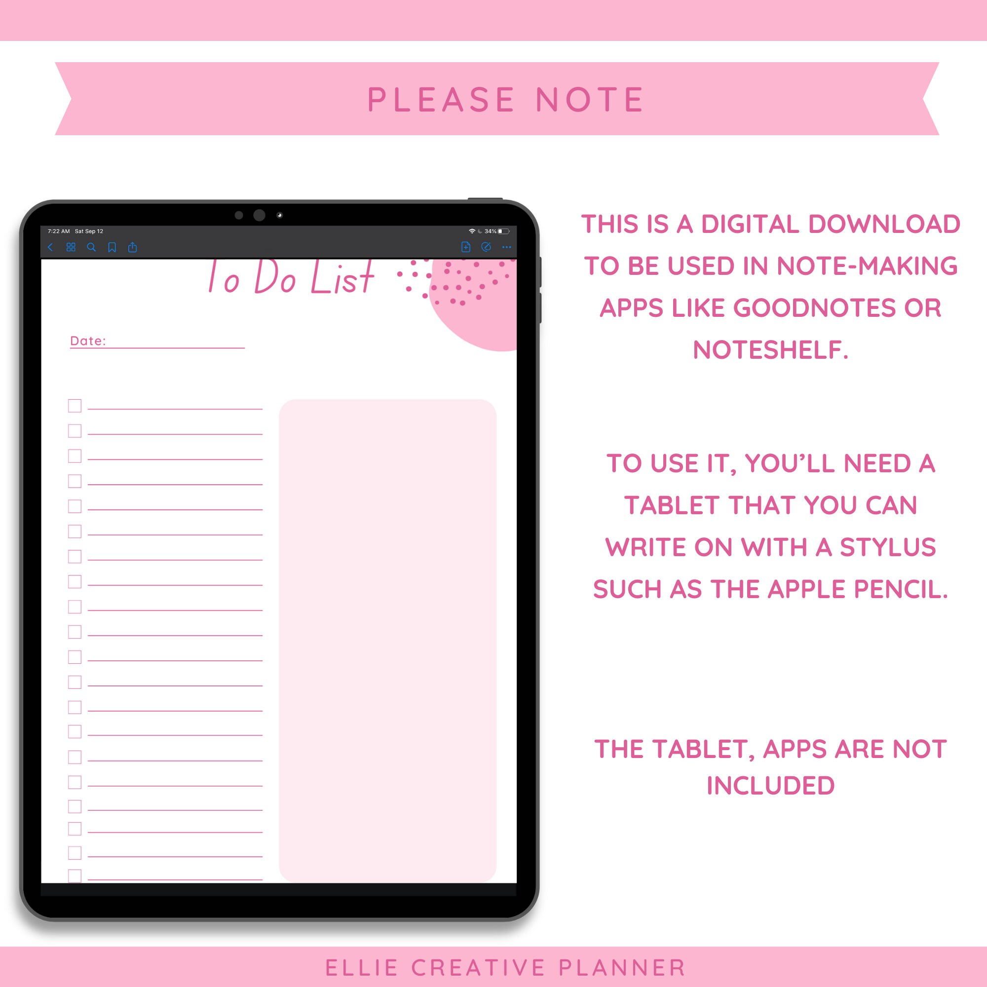 Digital to Do List Template | to Do List Digital Planner | iPad to Do ...