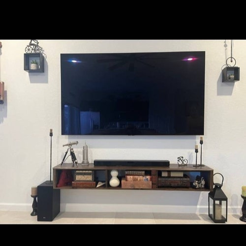 Solid Walnut Floating Media Console / Shelf / Bookshelf / TV - Etsy
