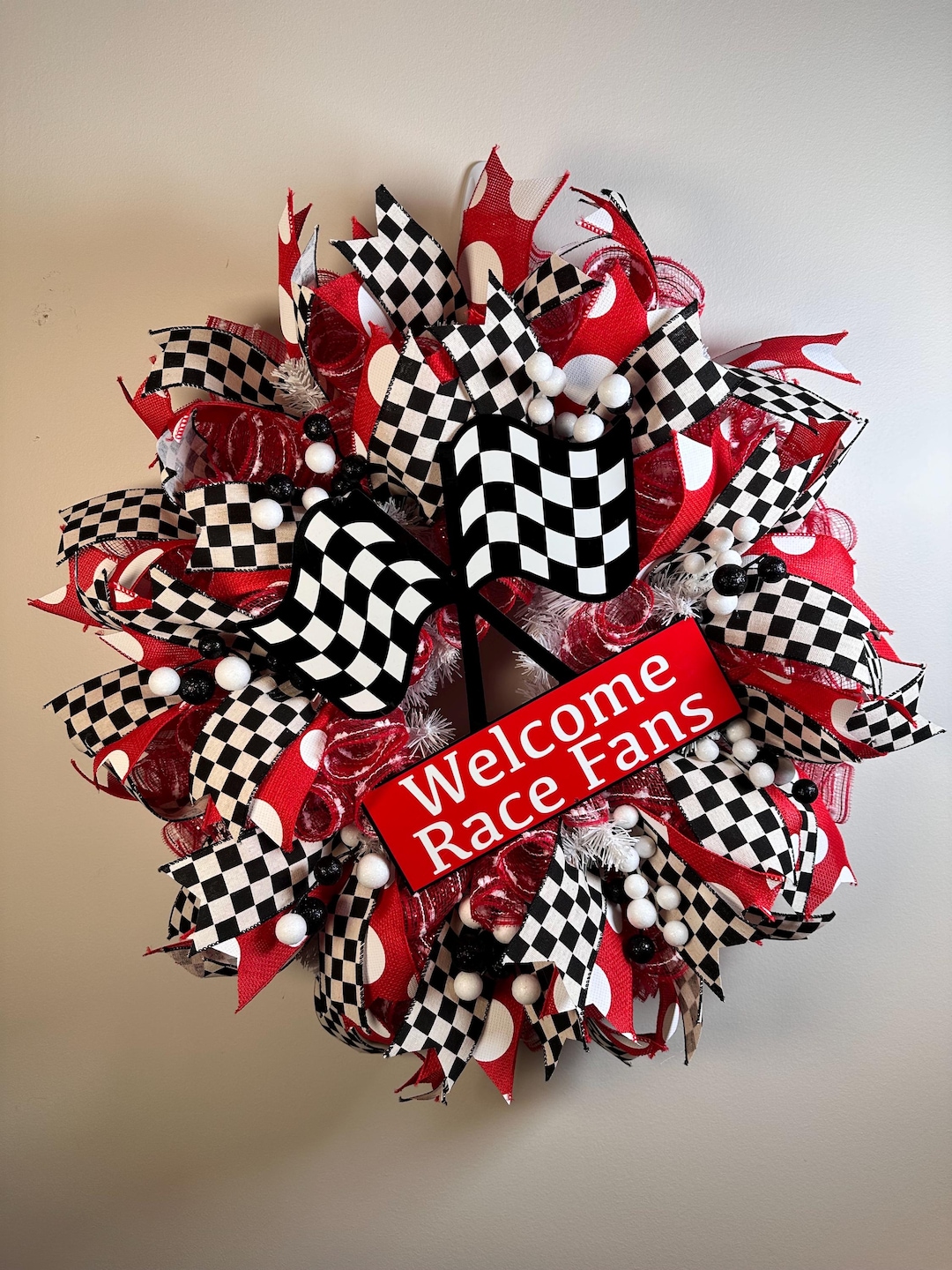 Auto Racing Wreath, Checkered Flag Wreath, Indy 500 Wreath, Nascar ...