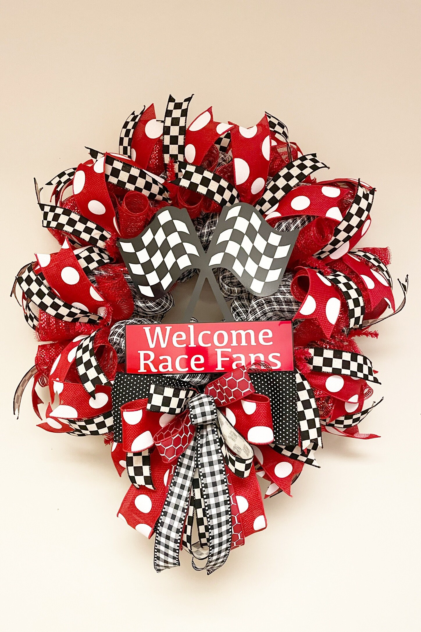 Auto Racing Wreath, Checkered Flag Wreath, Indy 500 Wreath, Nascar ...