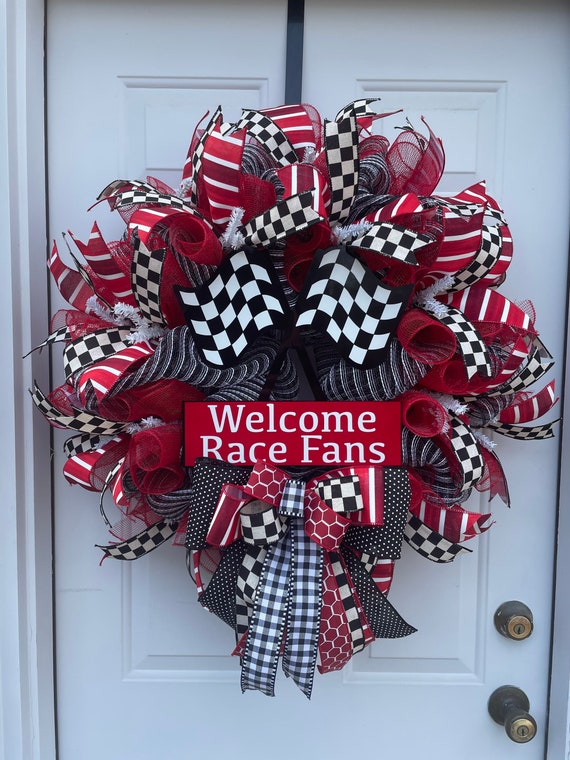 Auto Racing Wreath Checkered Flag Wreath Indy 500 Wreath - Etsy
