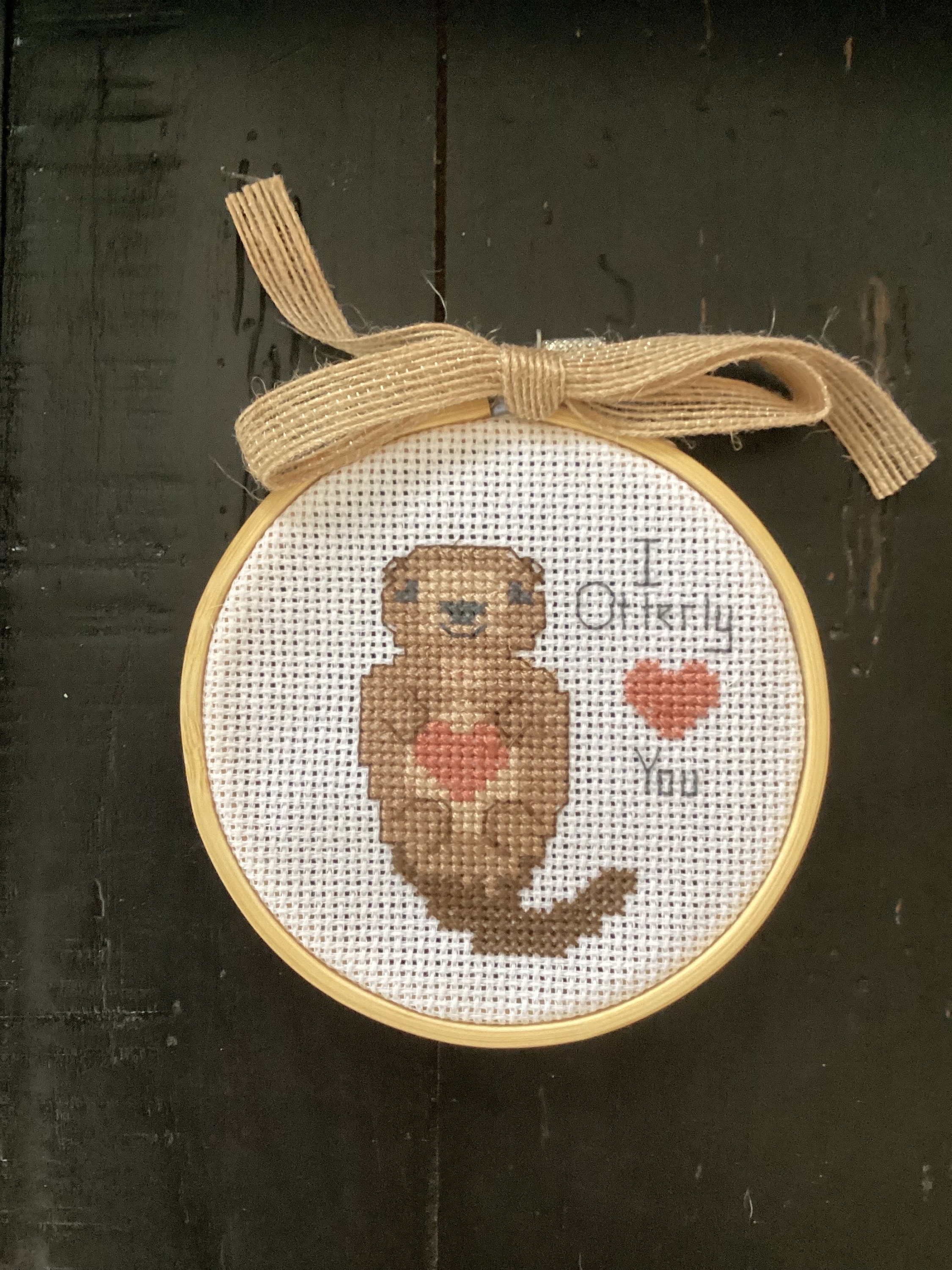 Otter Cross Stitch Pattern, Valentine Ornament Embroidery Love Cross ...