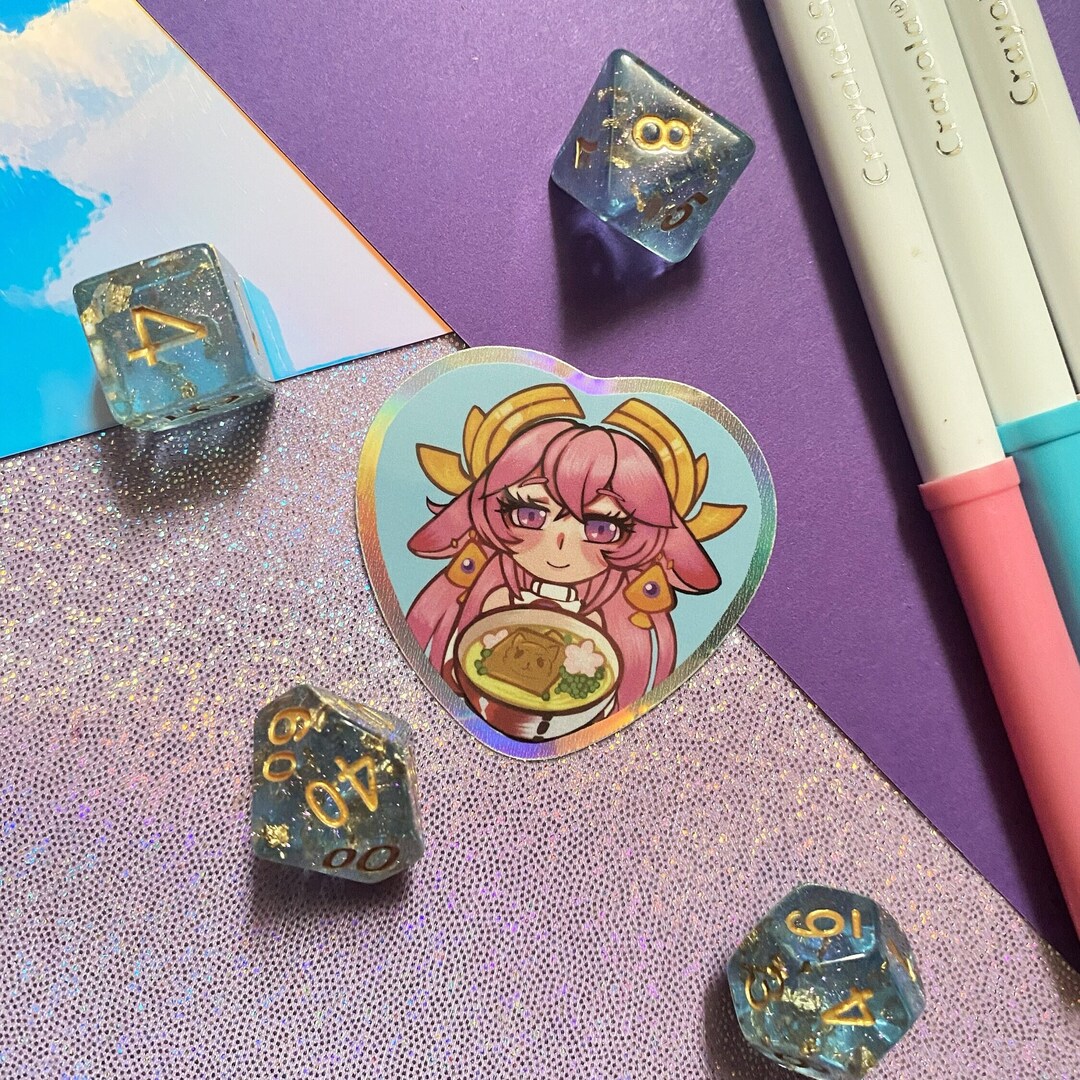 HOLOGRAPHIC Mini Yae-miko Heart Sticker - Etsy