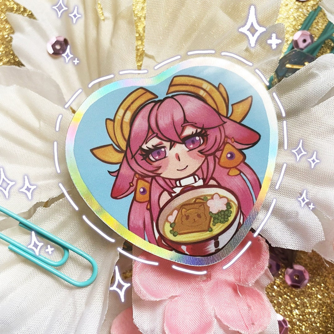 HOLOGRAPHIC Mini Yae-miko Heart Sticker - Etsy