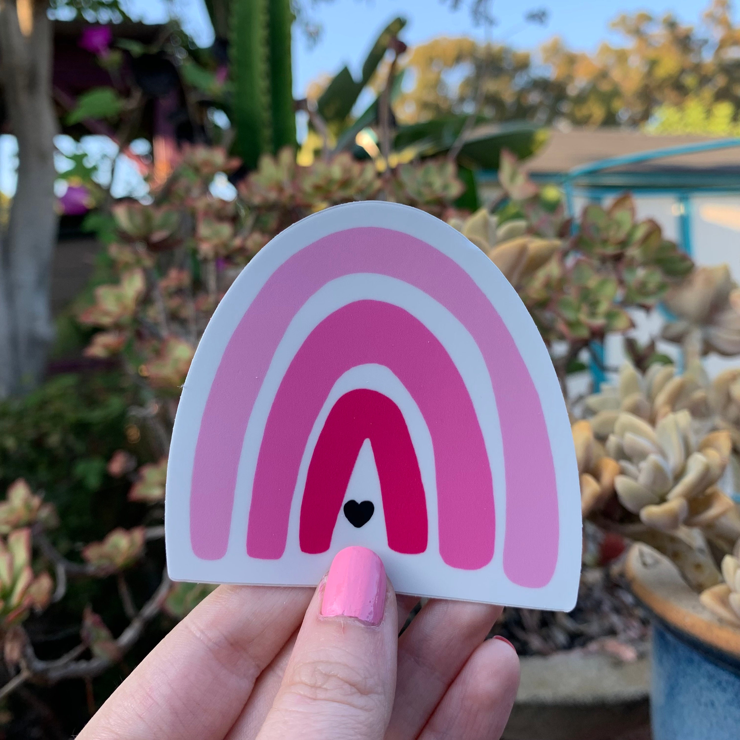 Boho Pink Rainbow With Heart L Sticker Die Cut Sticker L - Etsy UK
