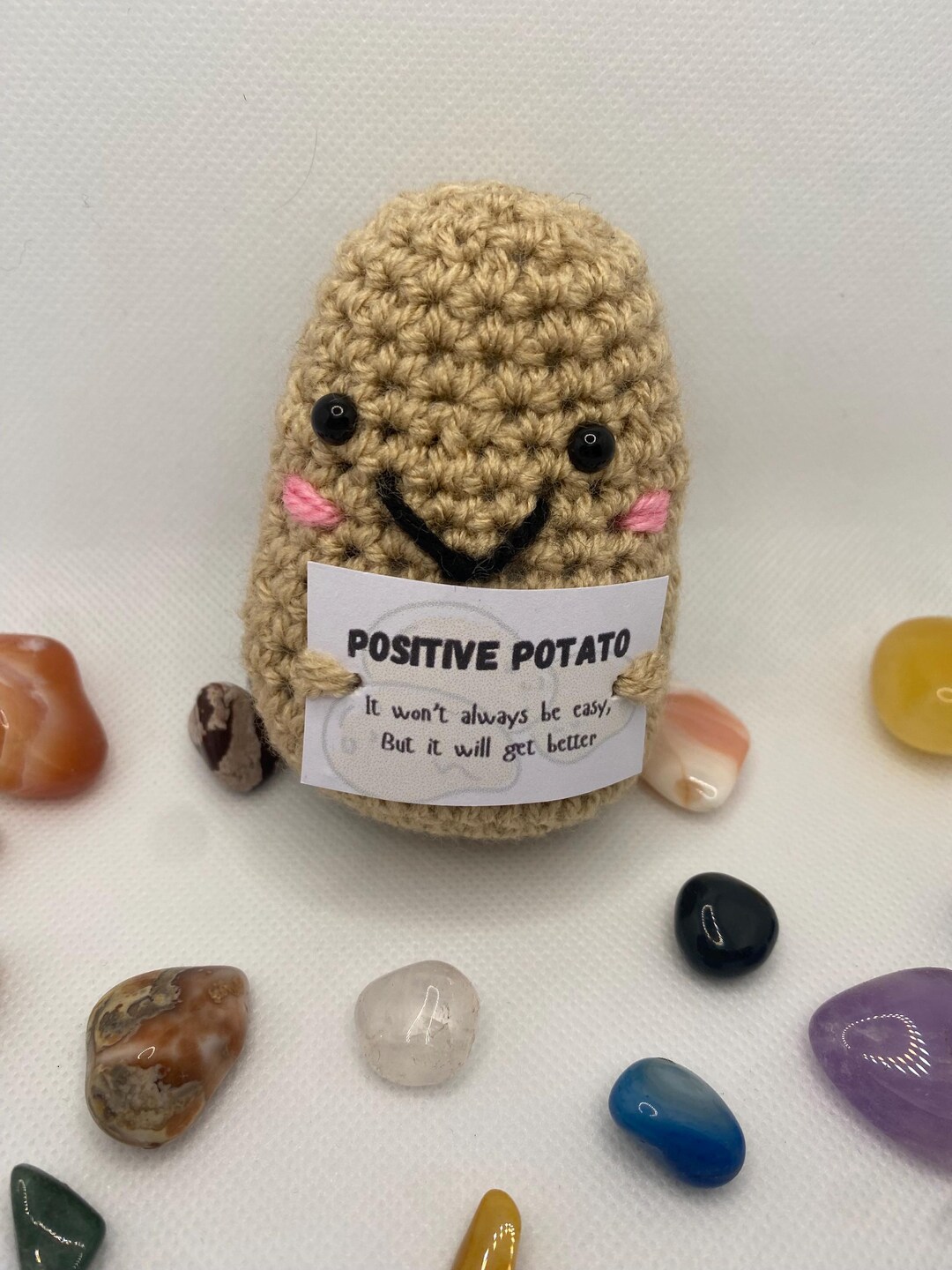 Crochet Positive Potato Cute Amigurumi Potato Plush Inspirational Gift ...