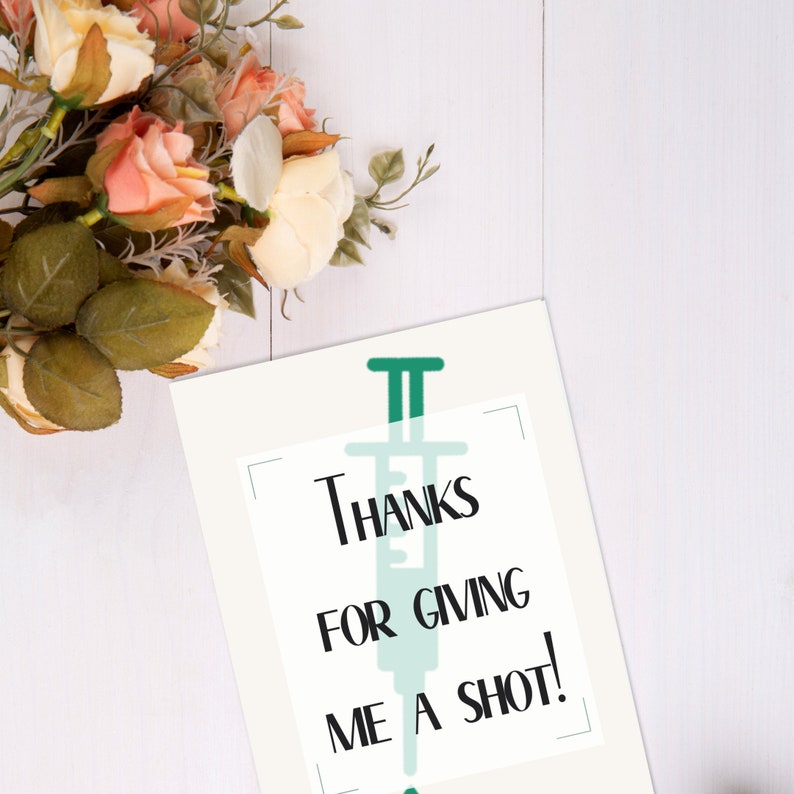 Healthcare Thank You Card thanks for Giving Me a Shot Clinical ...