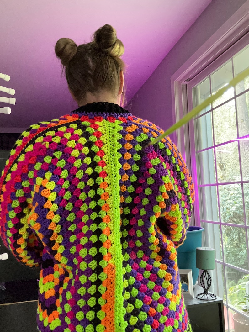 Oversized Neon Oversized Crochet Cardigan - Etsy