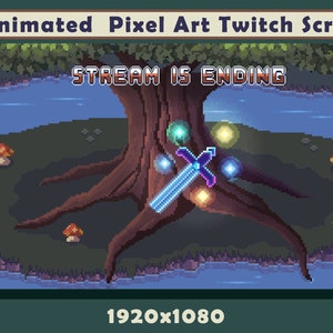 Magic Sword 4x Animated Pixel Art 8-bit Twitch Screens Medieval RPG ...