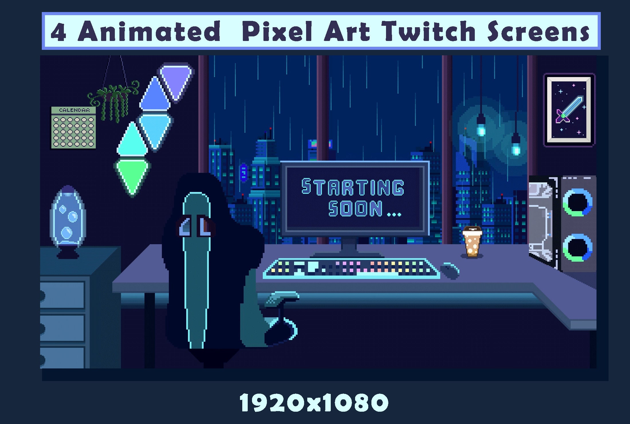 Futuristic City 4x Animated Pixel Art 8 bit Twitch Screens Cyberpunk futuristic-city-4x-animated-pixel-art-8-bit-twitch-screens-cyberpunk
