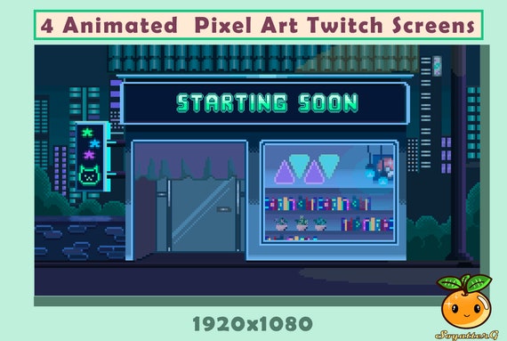 Midnight Store 4x Animated Pixel Art 8-bit Twitch Screens - Etsy