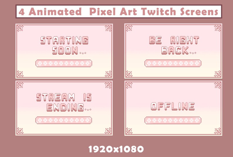 Pink Loading Bar 4x Animated Pixel Art 8-bit Twitch Screens Cute ...