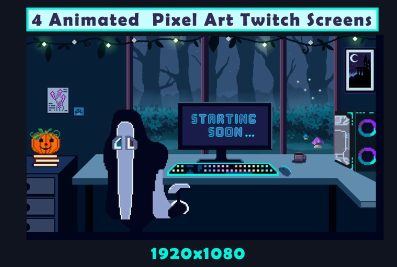 Spooky Bedroom 4x Animated Pixel Art 8-bit Twitch Screens - Etsy