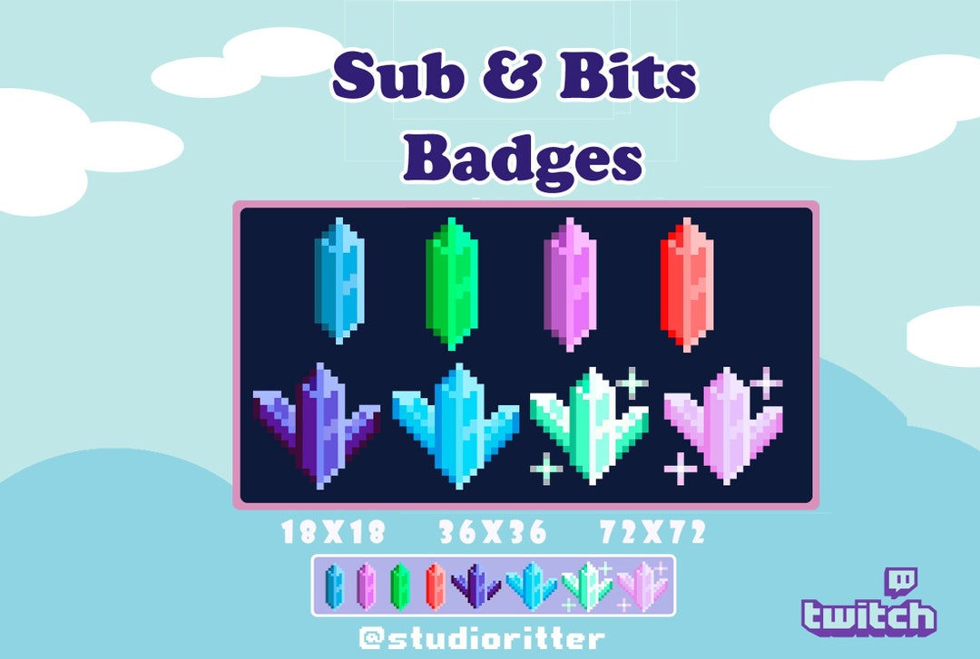 Crystals Cave 8x Sub/bit Badges Pixel Art 8-bit Crystals and Mining ...