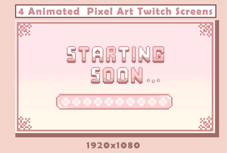 Pink Loading Bar 4x Animated Pixel Art 8-bit Twitch Screens Cute ...