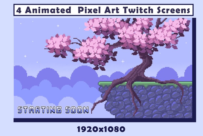 Above the Clouds 4x Animated Pixel Art 8-bit Twitch Screens Sky Overlay ...