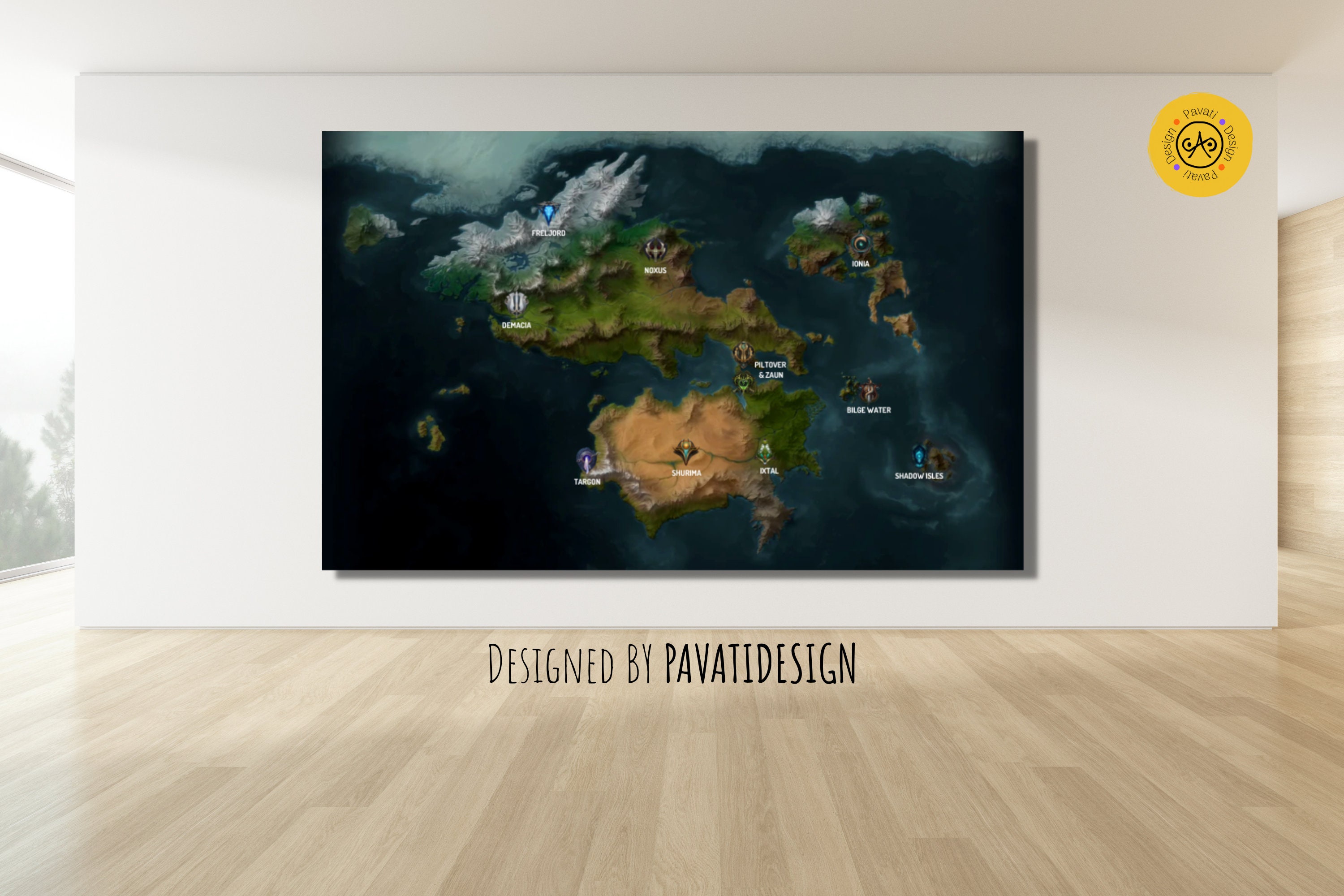 League of Legends World Map Runeterra Printable Digital ARCANE Jinx ...
