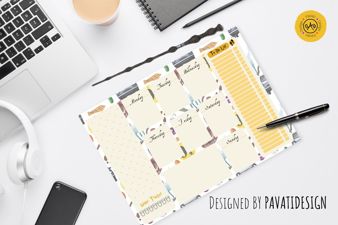 Wizard School Weekly Planner: Printable Horizontal Layout (digital ...
