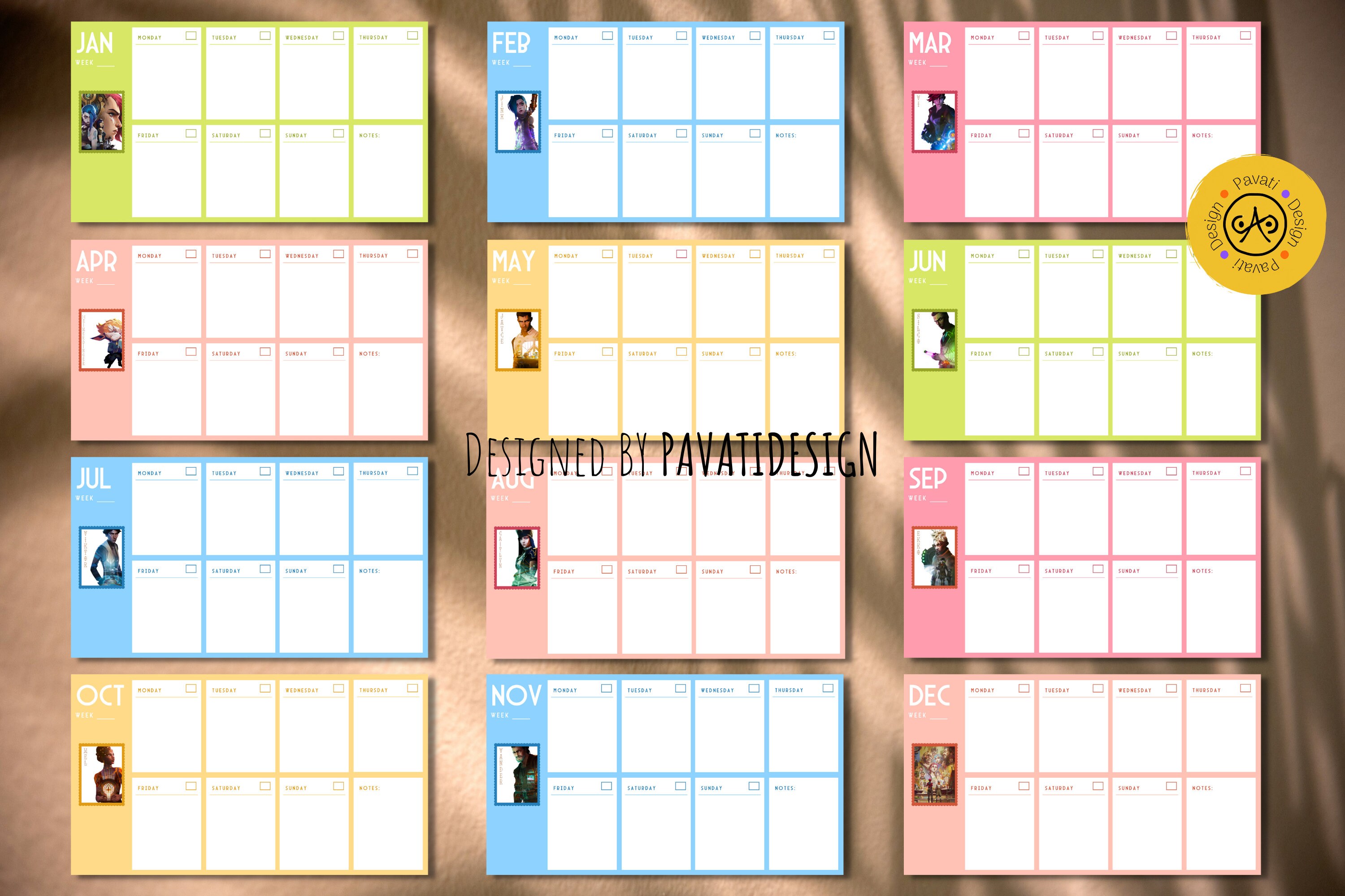 ARCANE Journal Calendar Digital League of Legends Printable Jinx, Silco ...