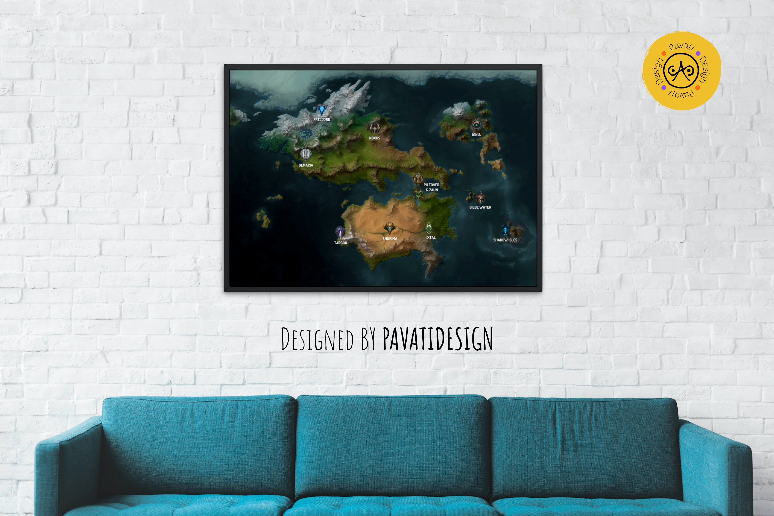 League of Legends World Map Runeterra Printable Digital ARCANE Jinx ...