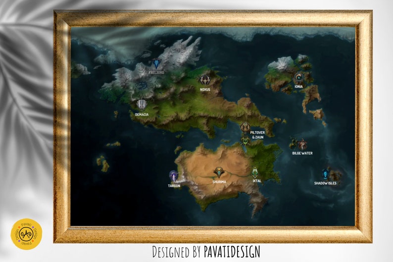 League of Legends World Map Runeterra Printable Digital | ARCANE | Jinx ...