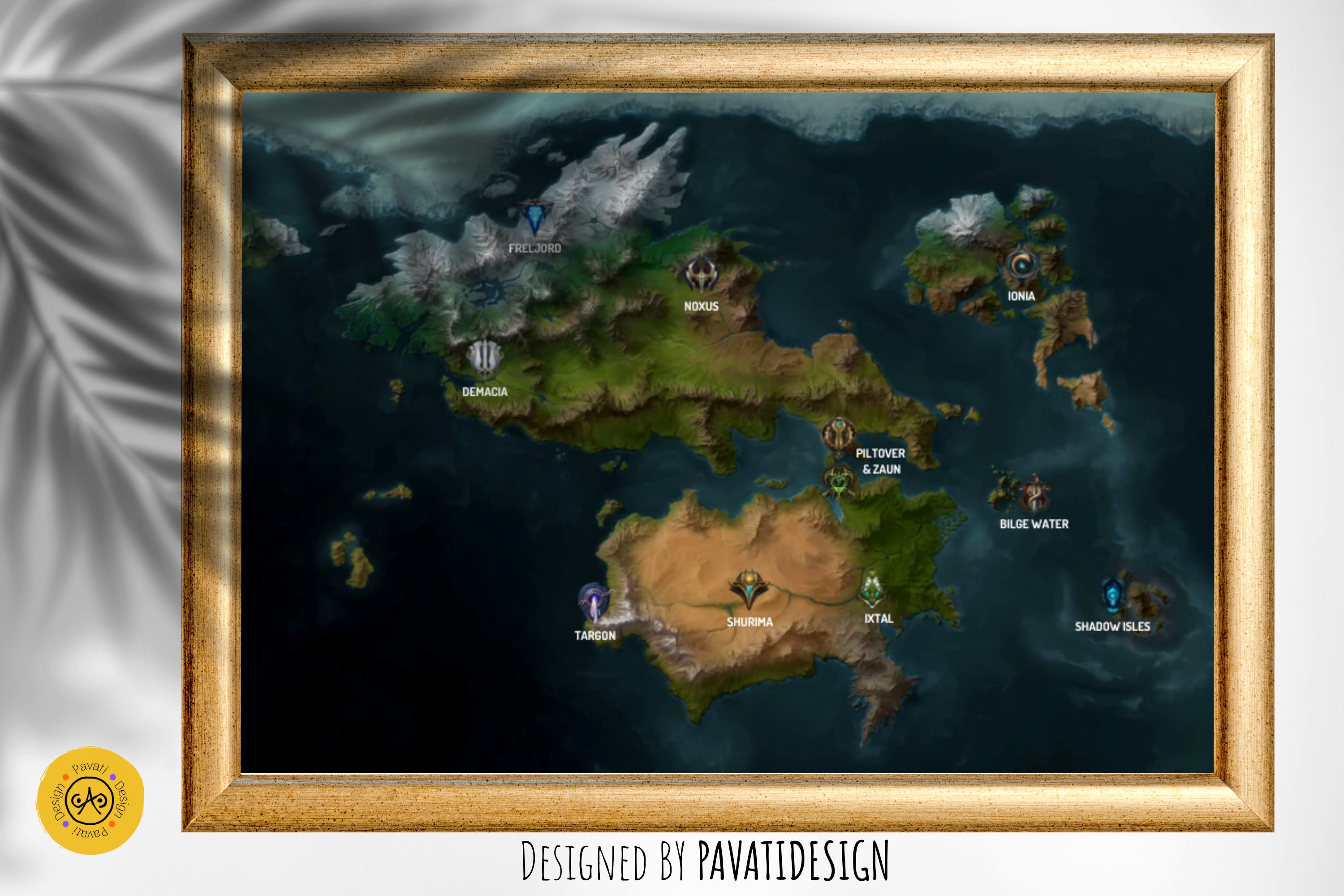 League of Legends World Map Runeterra Printable Digital | ARCANE | Jinx ...