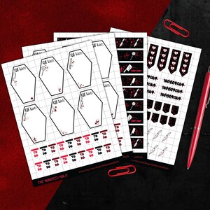 Bloody Knives Sticker Sheet| Gothic Stickers| Coffin Planner Stickers ...