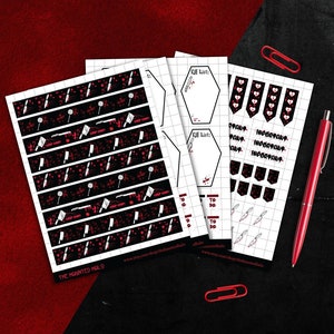 Bloody Knives Sticker Sheet| Gothic Stickers| Coffin Planner Stickers ...
