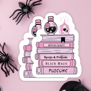 Pastel Goth Book Sticker| Pink Halloween Book Sticker| Pastel Witch ...