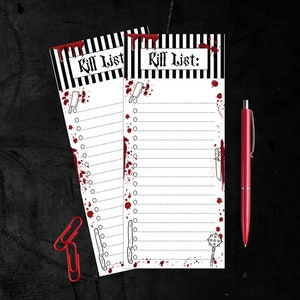 Kill List Notepad| Blood Splatter Note Pad| Gothic to Do List| True ...