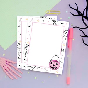 Pink Jack O' Lantern Notepad| Pink Halloween Memo Pad| Retro Trick or ...