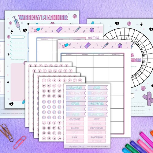 Pills and Syringe Planner Bundle Bandaids and Razor Blades - Etsy