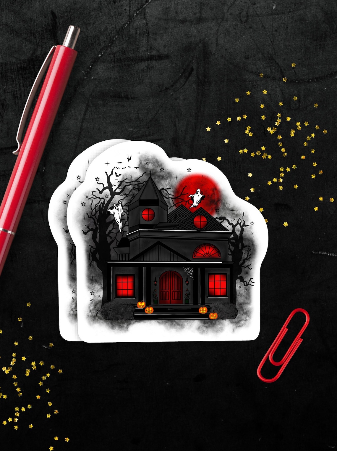 Haunted House Sticker Gothic House Sticker Spooky Mansion - Etsy