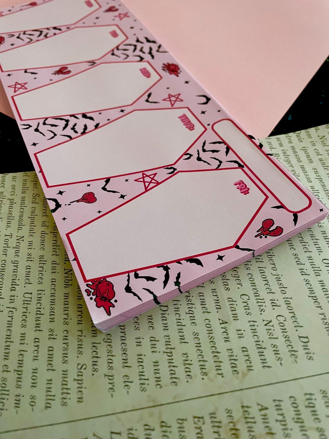 Pink Coffin Weekly Notepad | Pastel Goth Planner Desk Pad | Pink ...