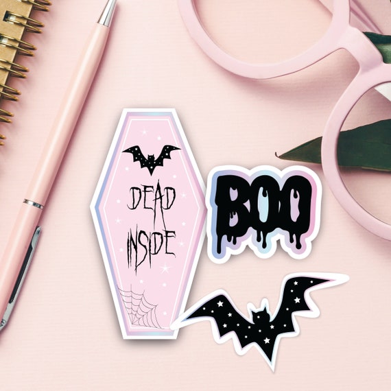 Dead Inside Coffin Sticker Set Pastel Goth Bat Sticker Set - Etsy