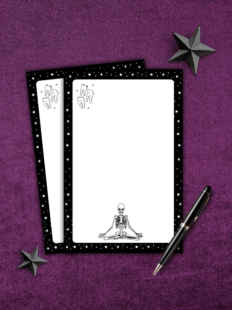 Skeleton Tear Away Notepad| Gothic Notepad| Starry Note Pad| Halloween ...