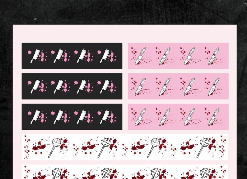 Bloody Knives Sticker Sheet Pink Knives Planner Stickers - Etsy