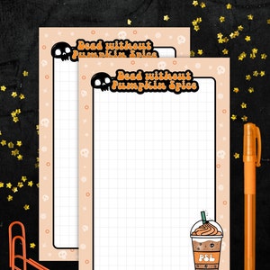 Pumpkin Spice Notepad| Halloween Note Pad| Spooky Iced Coffee Memo Pad ...