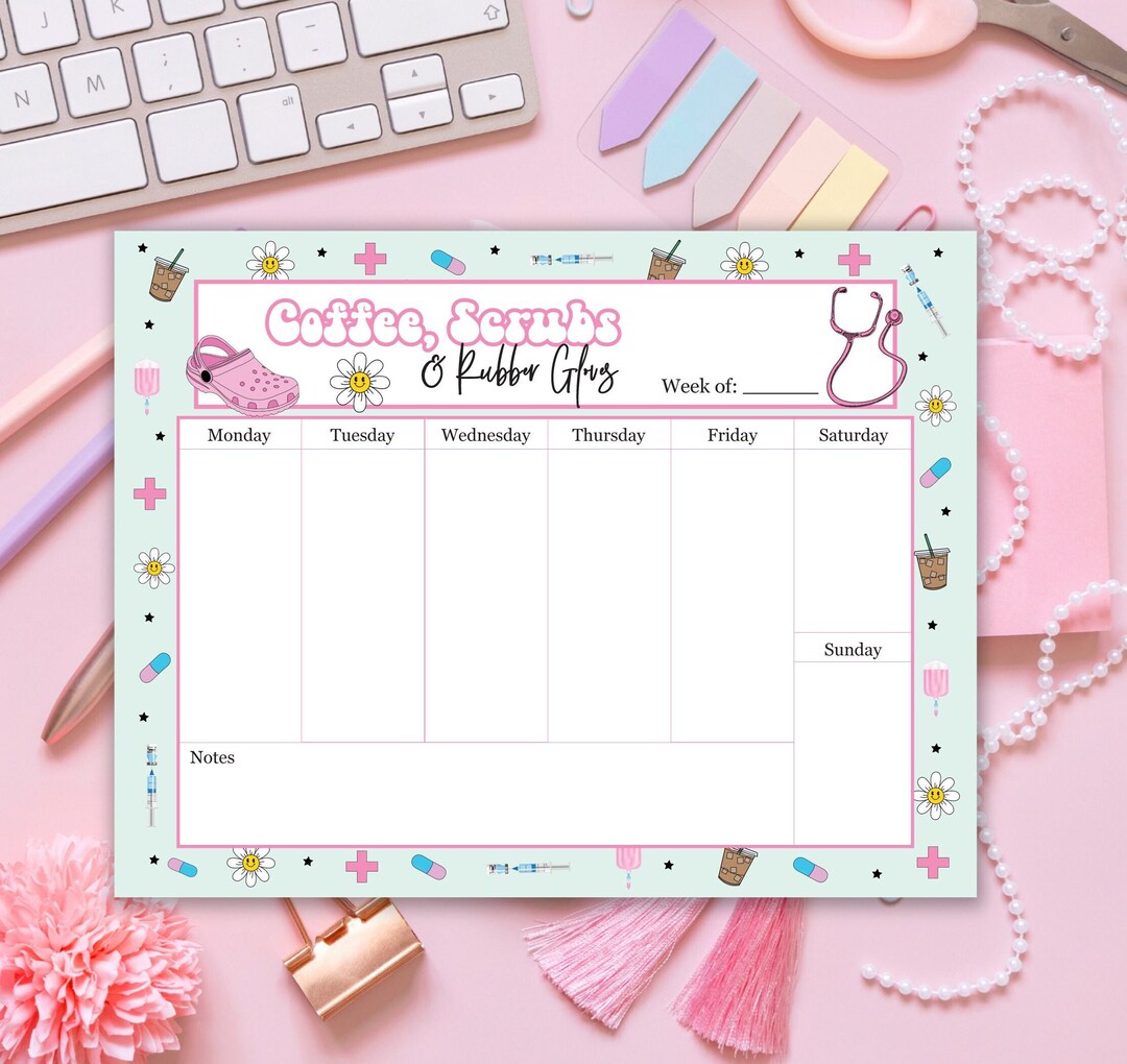 Nurse Weekly Notepad Healthcare Worker Planner Nurse Weekly Planner ...