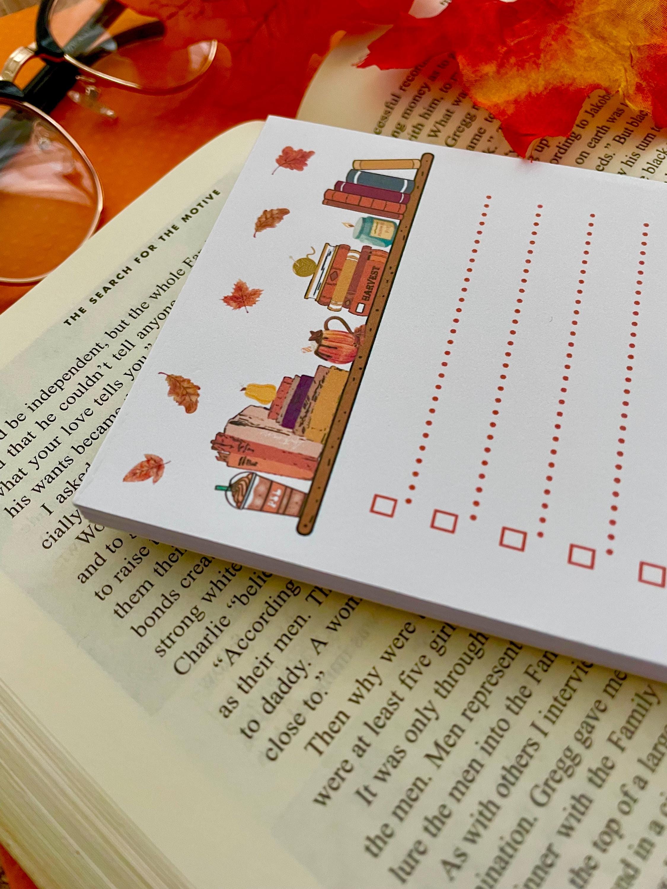 Fall Notepad | Fall Season to Do List | Autumn Bookshelf Memo Pad ...