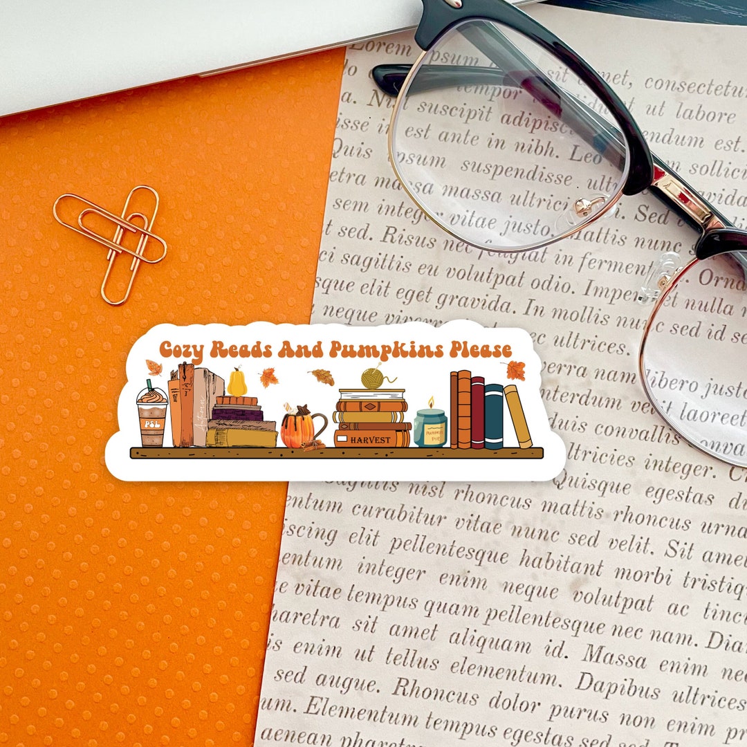 Fall Bookshelf Sticker| Fall Vibes Sticker| Autumn Bookshelf Sticker ...
