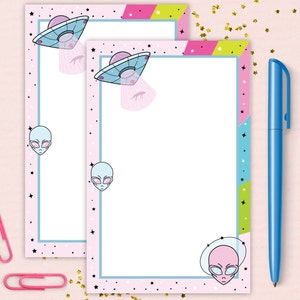 Pink Alien Tear Away Notepad| Alien Notepad| Spaceship Note Pad| Pink ...